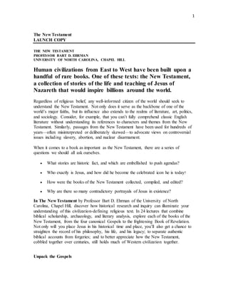 The New Testament: Course Description | PDF