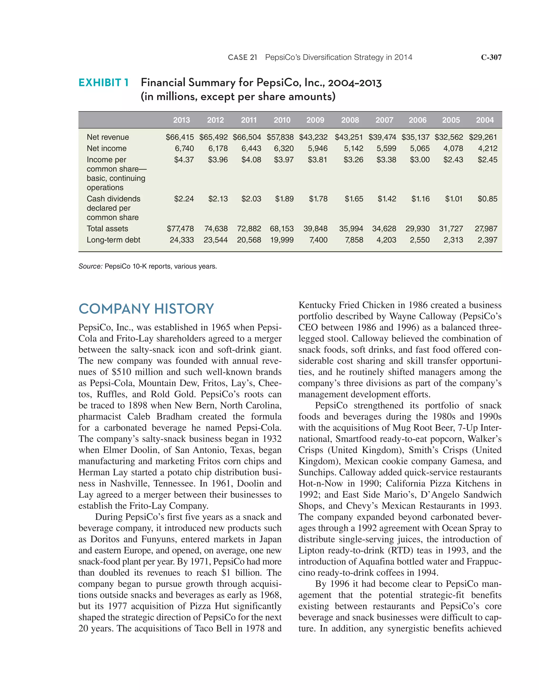 PepsiCo’s Diversification Strategy in 2014 (Case) | PDF