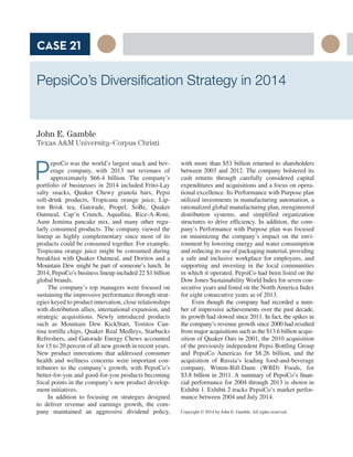 PepsiCo’s Diversification Strategy in 2014 (Case) | PDF