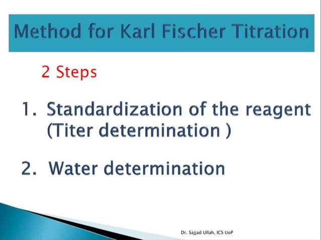 Karl Fischer Titration (KF titration) | PDF | Chemistry | Science