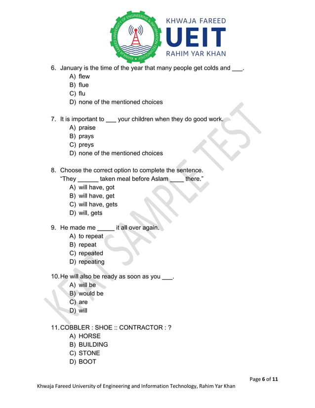 Kfueit Admission test.pdf | Standardized Testing | Educational Assessment