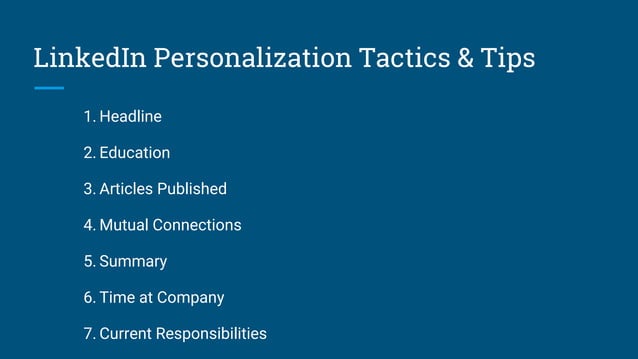 LinkedIn Personalization Tactics & Tips | PPT
