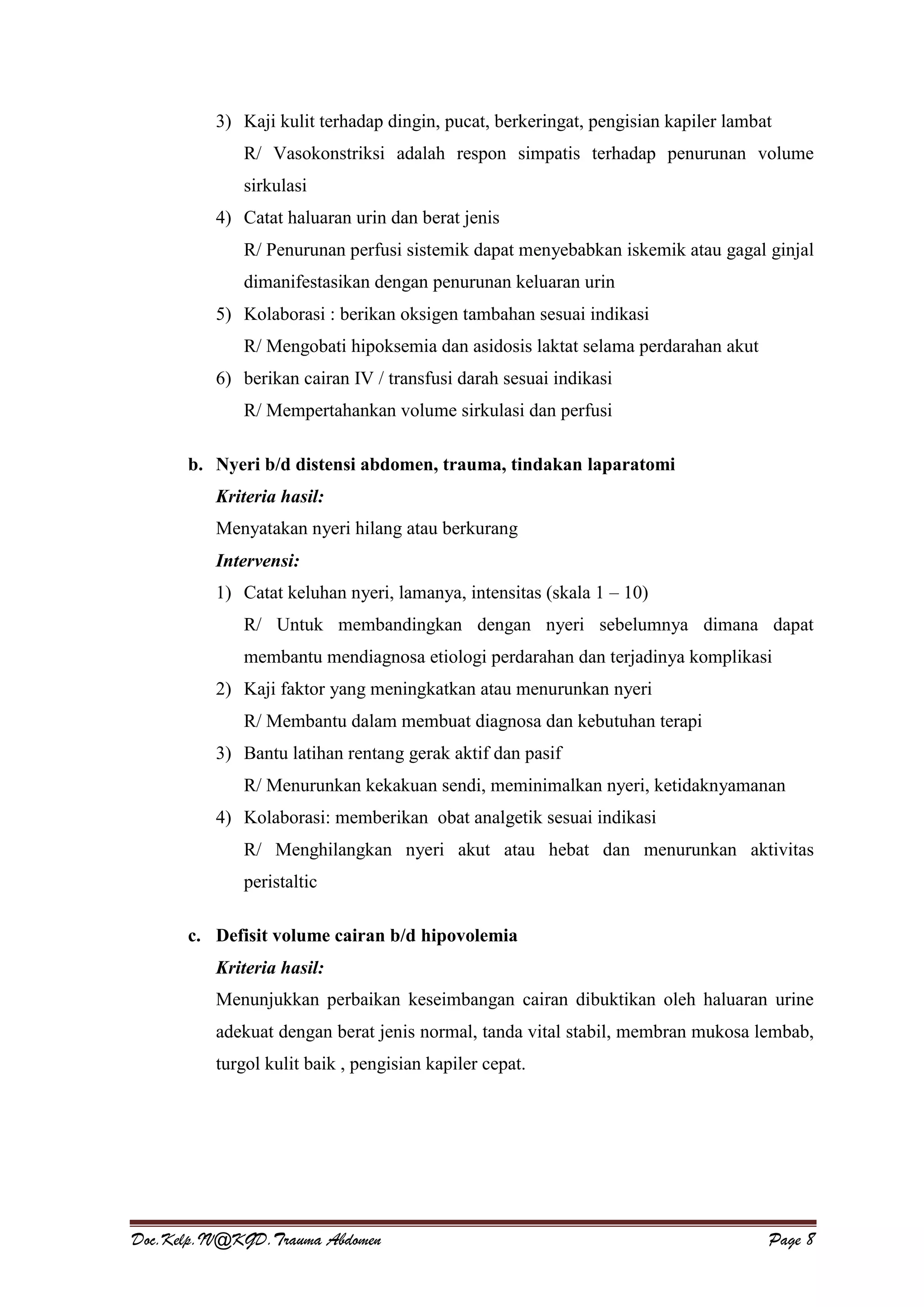 Kgd trauma abdomen | DOCX