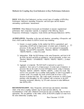 KGI/KPI Coupling Icar 112109 | DOC | Business Accounting & Finance ...
