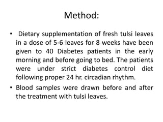 tulsi in diabetes | PPTX