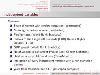 Female access to the labor market and wages over transition | PDF