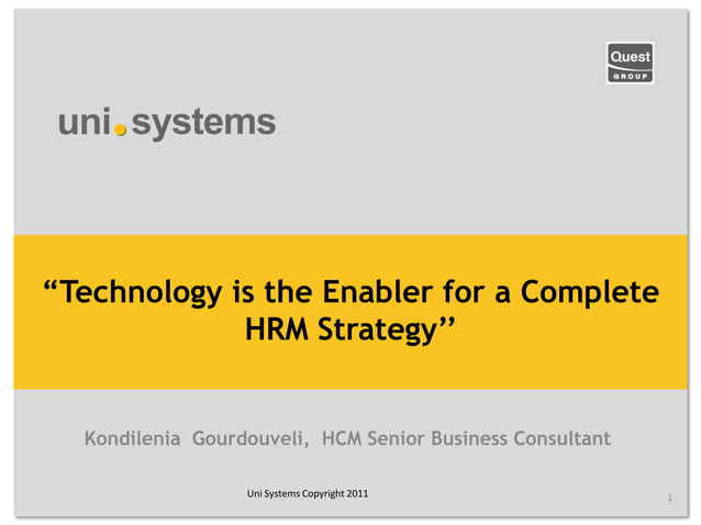 Technology is the Enabler for a Complete HCM Strategy | PPT