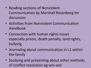 Using nonviolent communication in English Language Classes | PPT