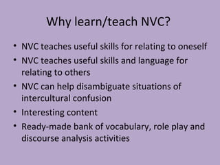 Using nonviolent communication in English Language Classes | PPT