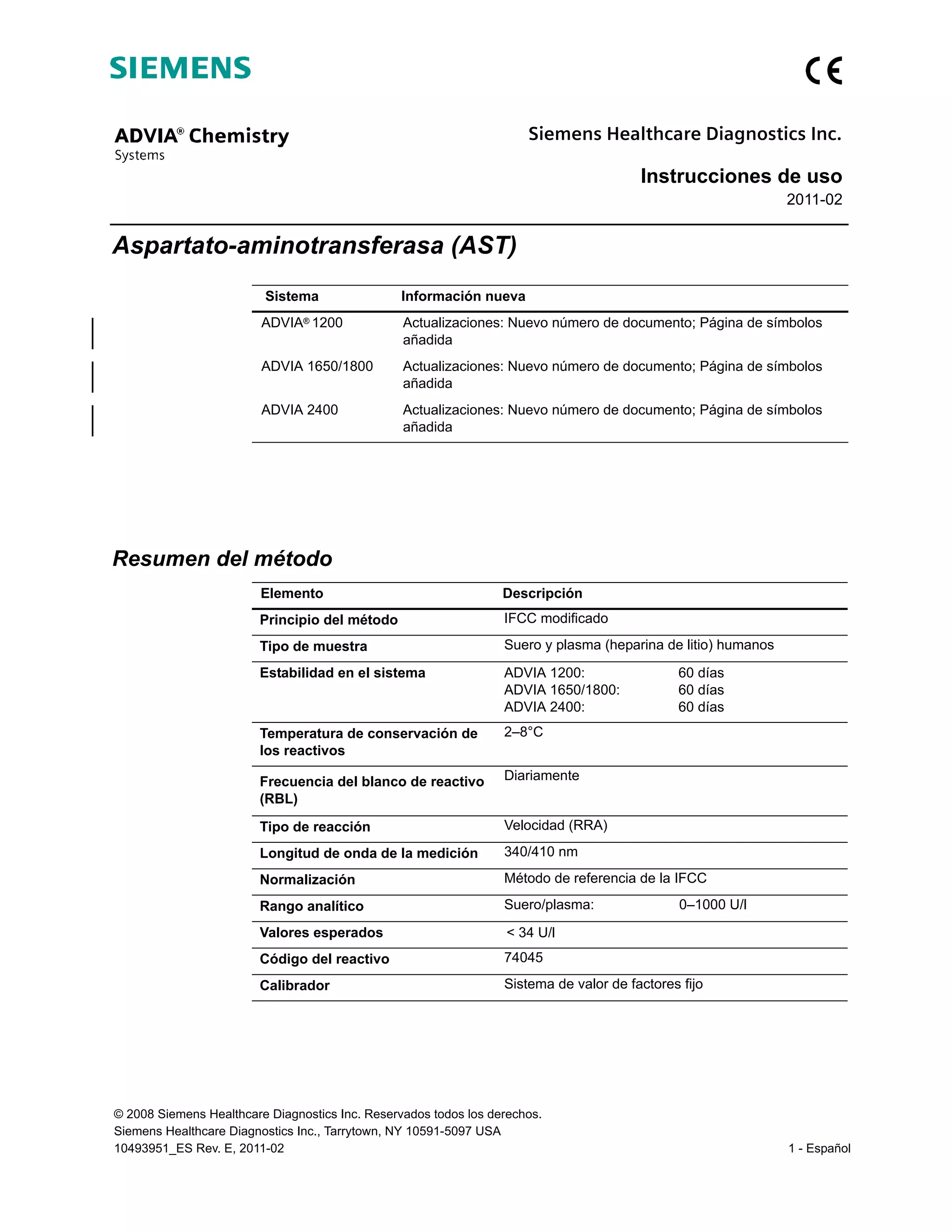 Reactivo de transaminasa tgo ast | PDF