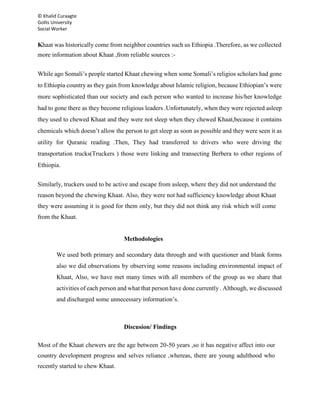 Khaat as a problem in somaliland | PDF