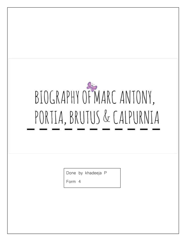 Julius Caesar Character profile of Portia,Brutus,Calpurnia,& Marc ...