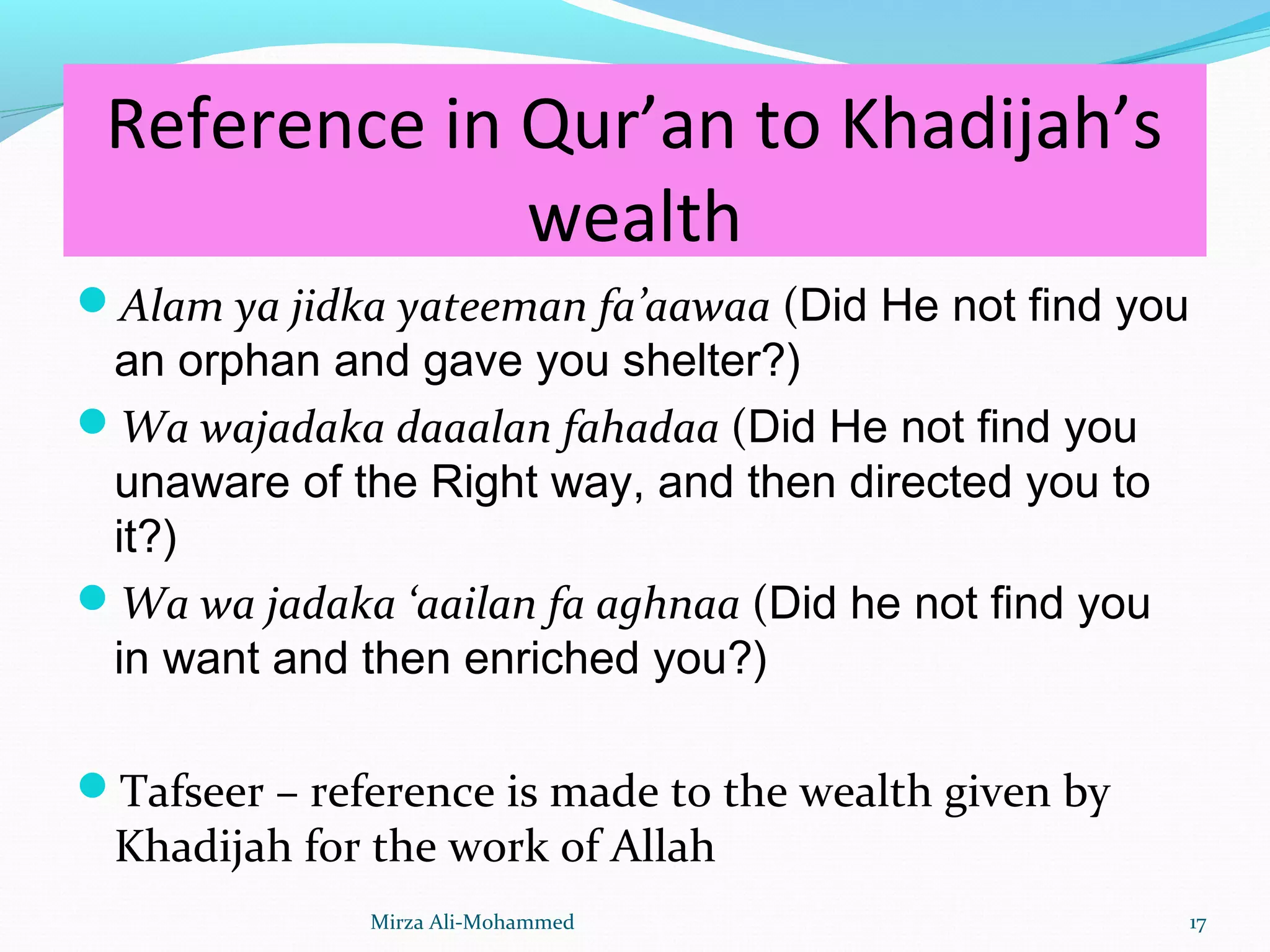 Khadijah mother of the believers | PPT | Islam | Religion & Spirituality