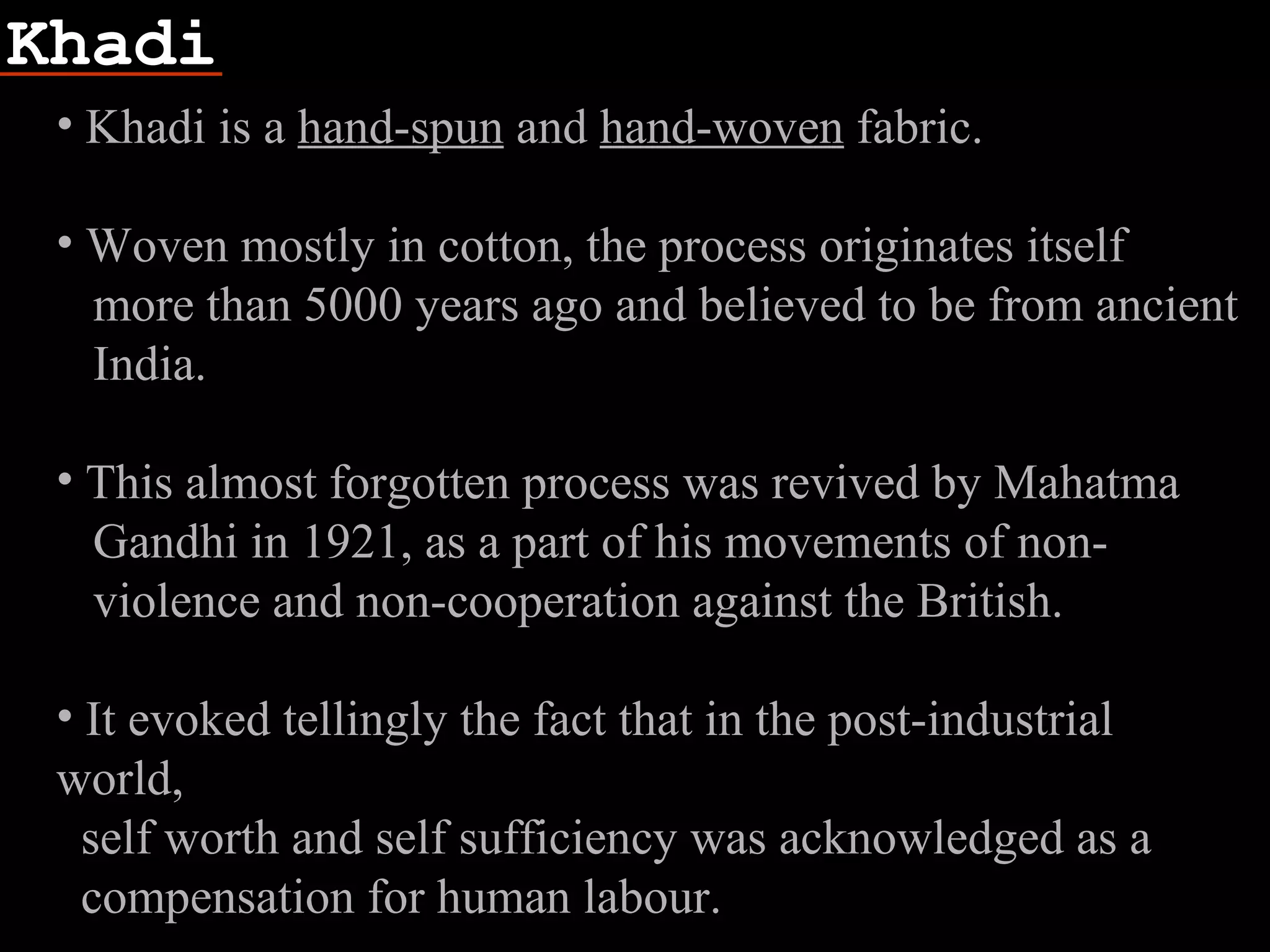 Khadi presentation by sadhu | PPT