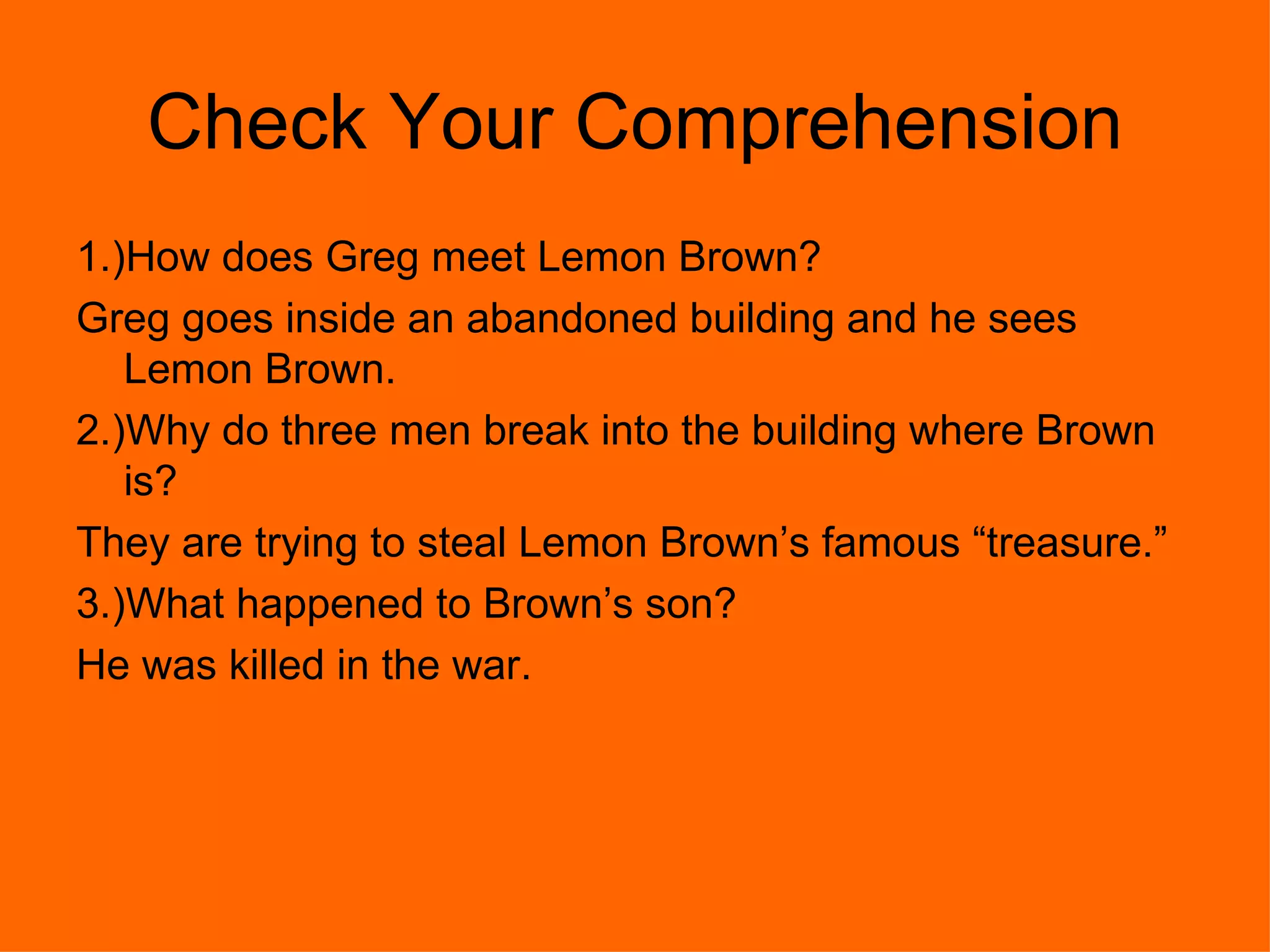 The Treasure of Lemon Brown | PPT