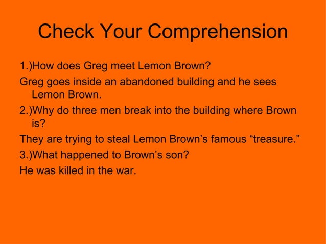 The Treasure of Lemon Brown | PPT | Music | Entertainment
