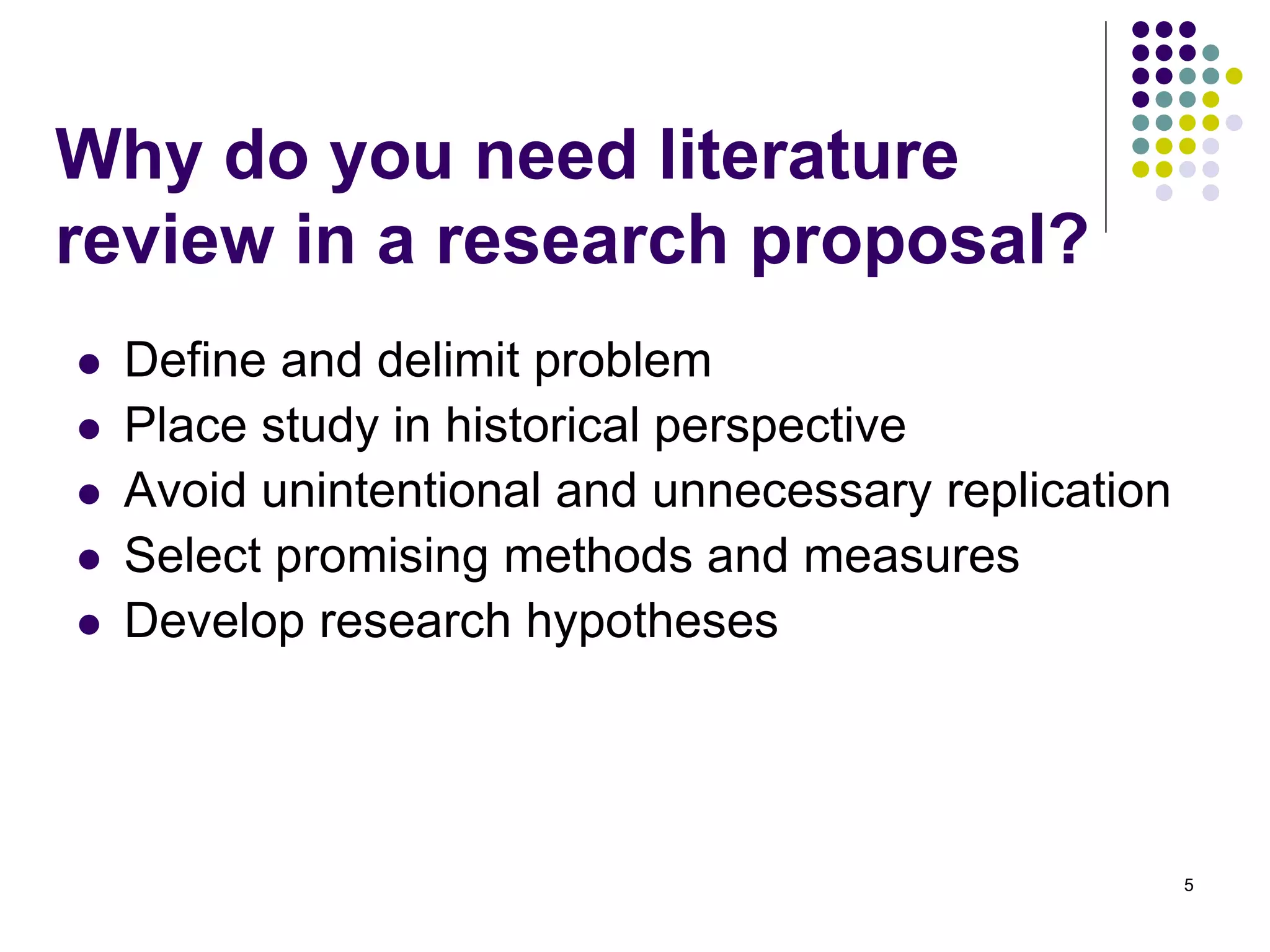 Literature review in a research proposal | PPTX
