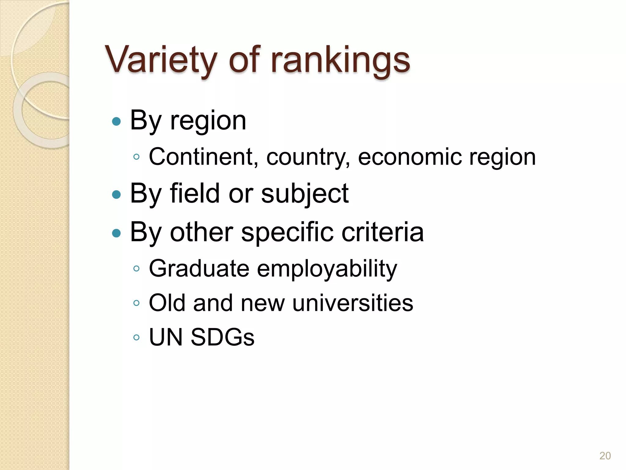 World university ranking systems | PPTX