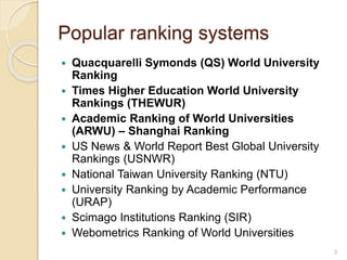 World university ranking systems | PPTX