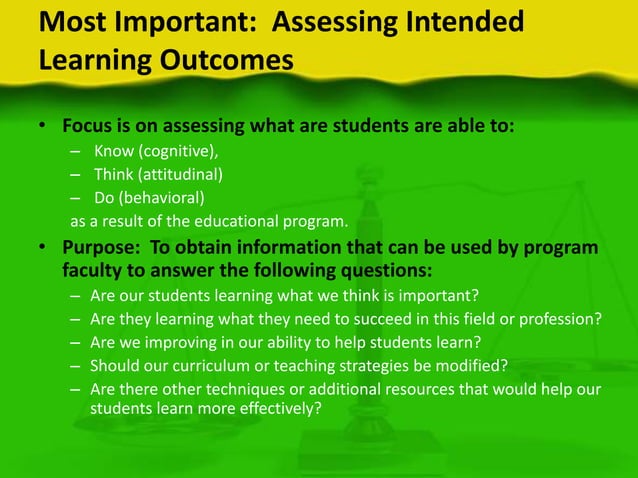 Measuring Intended Learning Outcomes | PPTX | Educational Assessment ...