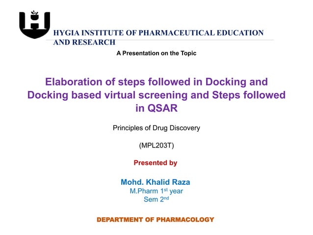 Elaboration of steps followed in Docking and Docking based virtual ...