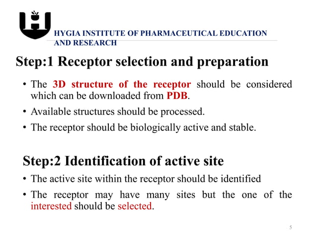 Elaboration of steps followed in Docking and Docking based virtual ...