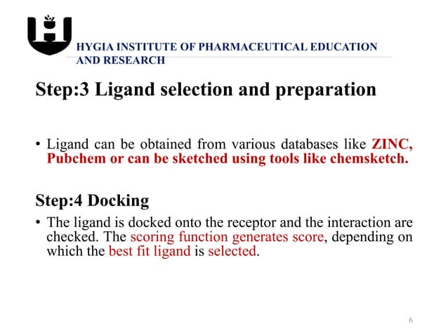 Elaboration of steps followed in Docking and Docking based virtual ...