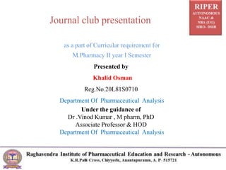 JOURNAL CLUB PRESENTATION (20L81S0710-PA) | PPTX