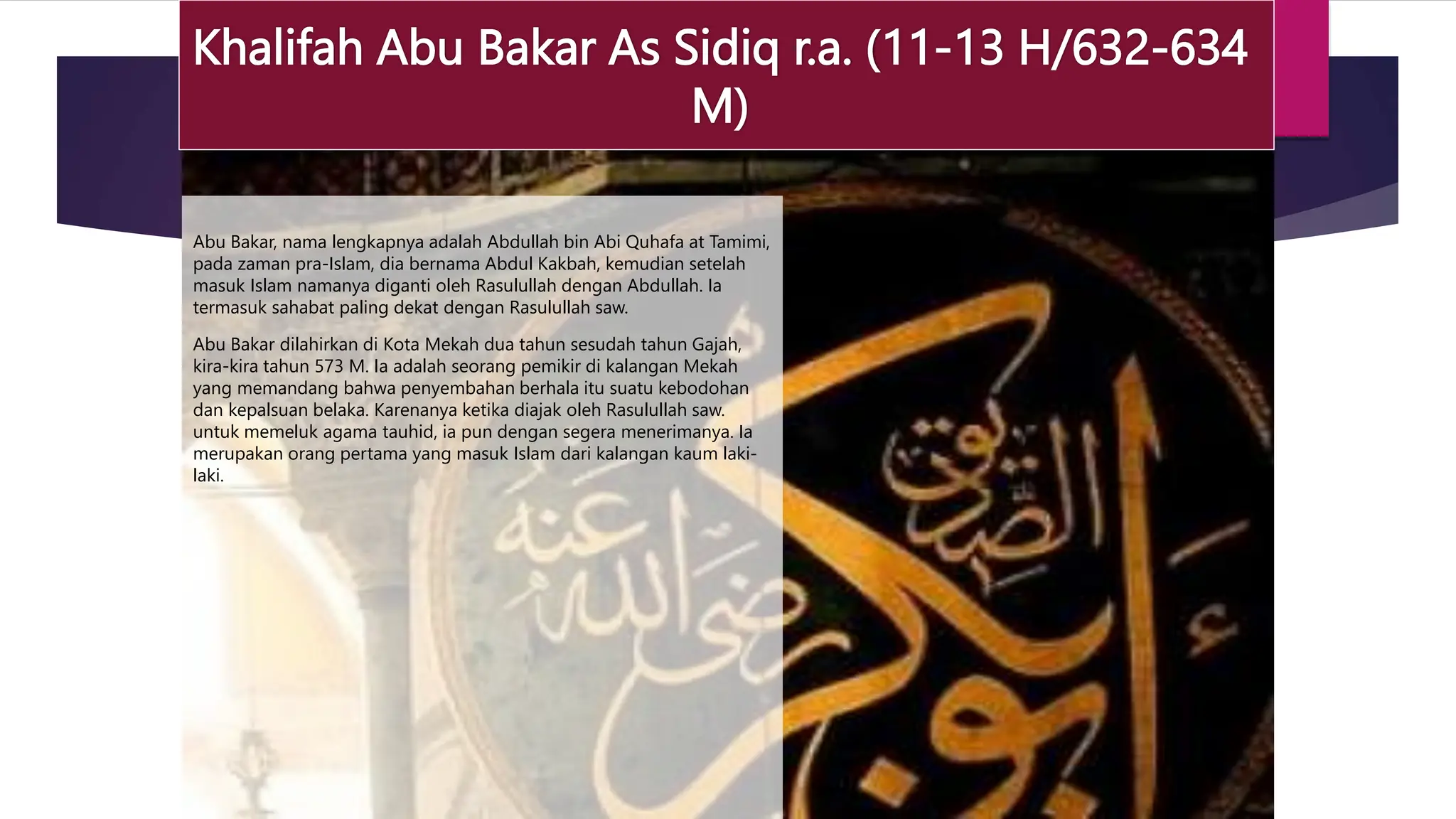 khalifah pertama bernama abu bakar ash shiddiq | PPT