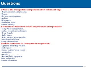 transportation air pollution "Power point" تلوث الهواء الناتج عن وسائل ...