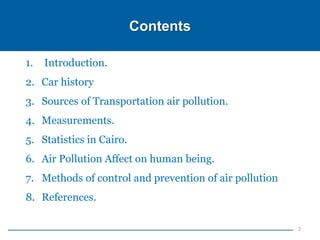 transportation air pollution "Power point" تلوث الهواء الناتج عن وسائل النقل | PPT