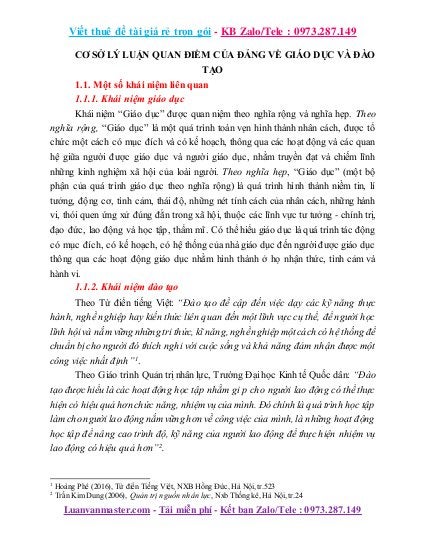 Khóa luận Cơ sở lý luận quan điểm của đảng về giáo dục và đào tạo.docx