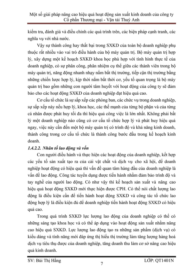 Đề Tài Khóa luận 2024 Một số giải pháp nâng cao hiệu quả hoạt động sản xuất kinh doanh tại Công ...