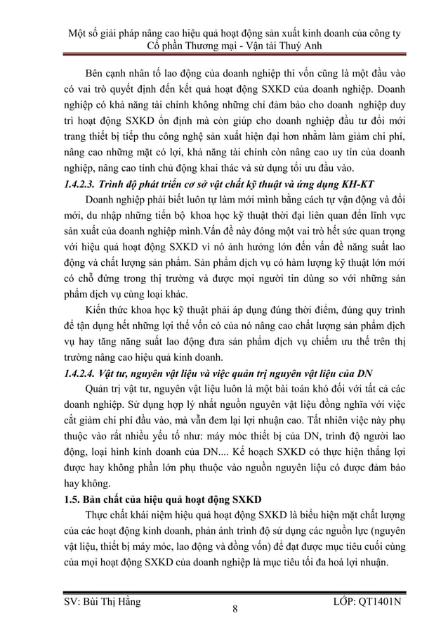Đề Tài Khóa luận 2024 Một số giải pháp nâng cao hiệu quả hoạt động sản xuất kinh doanh tại Công ...