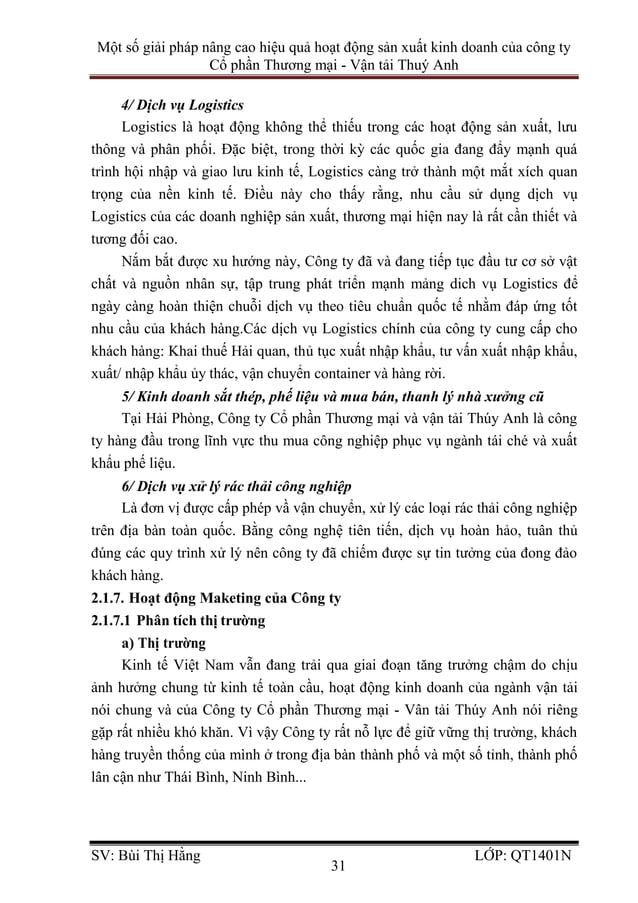 Đề Tài Khóa luận 2024 Một số giải pháp nâng cao hiệu quả hoạt động sản xuất kinh doanh tại Công ...