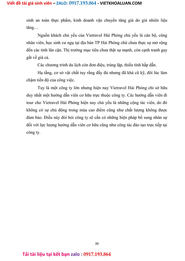 Khóa Luận Một Số Giải Pháp Nâng Cao Hiệu Quả Kinh Doanh Tại Công Ty Du Lịch Vietravel Chi Nhánh ...