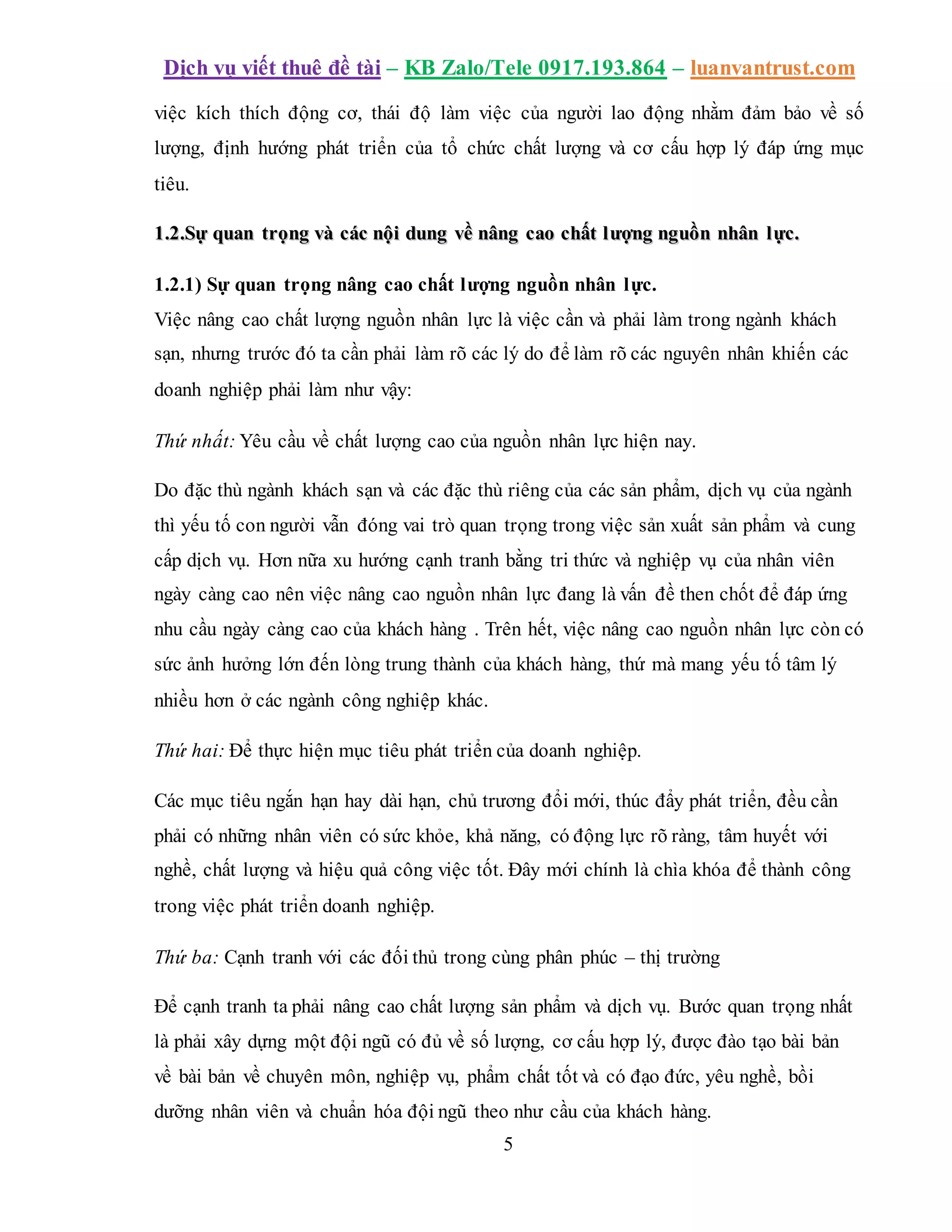 Khóa Luận Nâng Cao Chất Lượng Nguồn Nhân Lực Khách Sạn Continental.docx