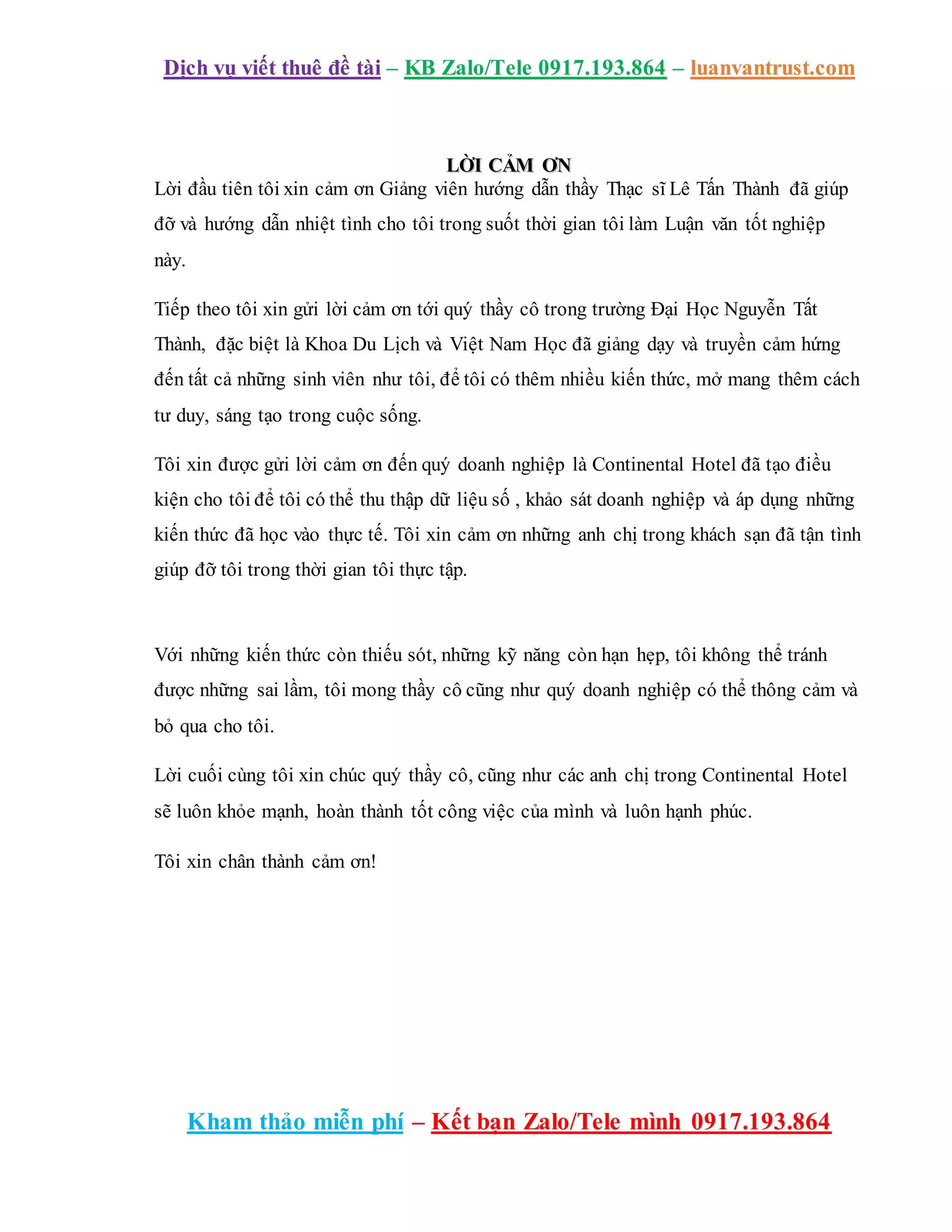 Khóa Luận Nâng Cao Chất Lượng Nguồn Nhân Lực Khách Sạn Continental.docx