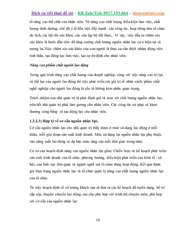 Khóa Luận Nâng Cao Chất Lượng Nguồn Nhân Lực Khách Sạn Continental.docx
