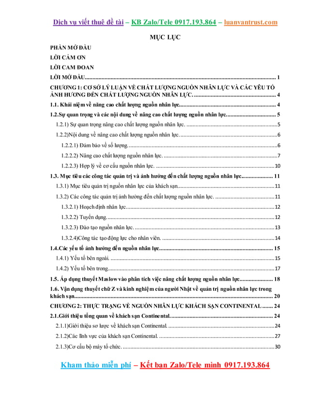 Khóa Luận Nâng Cao Chất Lượng Nguồn Nhân Lực Khách Sạn Continental.docx