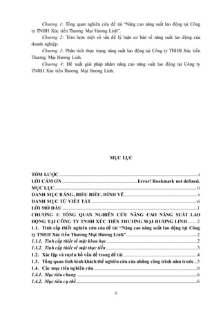 Khóa Luận Nâng cao năng suất lao động tại Công ty Hương Linh | PDF