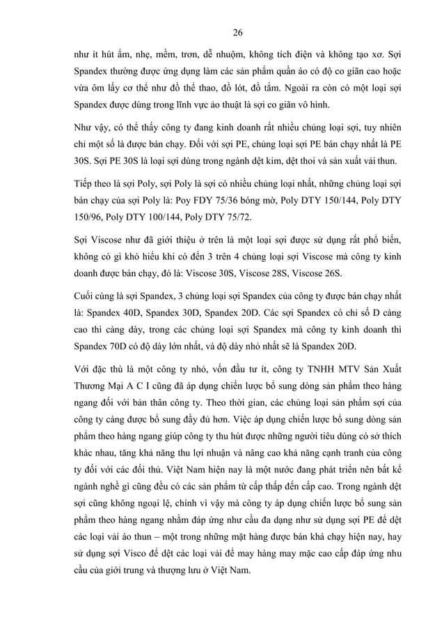 Đề Tài Khóa luận 2024 Phân tích chiến lược sản phẩm của Công ty TNHH MTV sản xuất thương mại A C ...