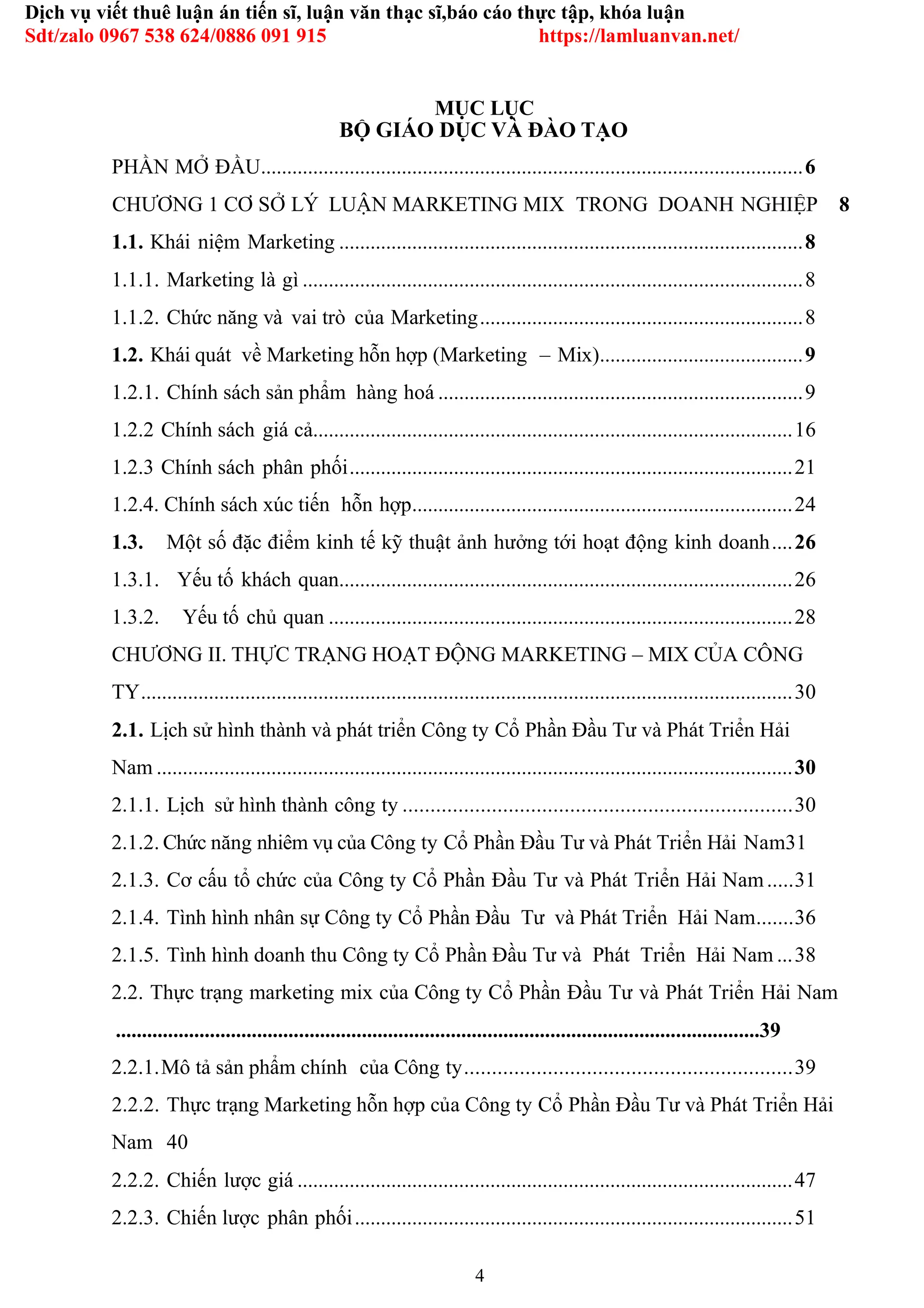 Đề Tài Khóa luận 2024 Phân tích hoạt động Marketing – Mix tại Công ty Cổ Phần Đầu Tư và Phát ...