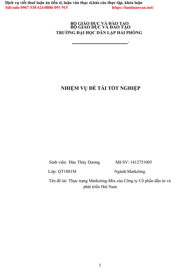 Đề Tài Khóa luận 2024 Phân tích hoạt động Marketing – Mix tại Công ty Cổ Phần Đầu Tư và Phát ...