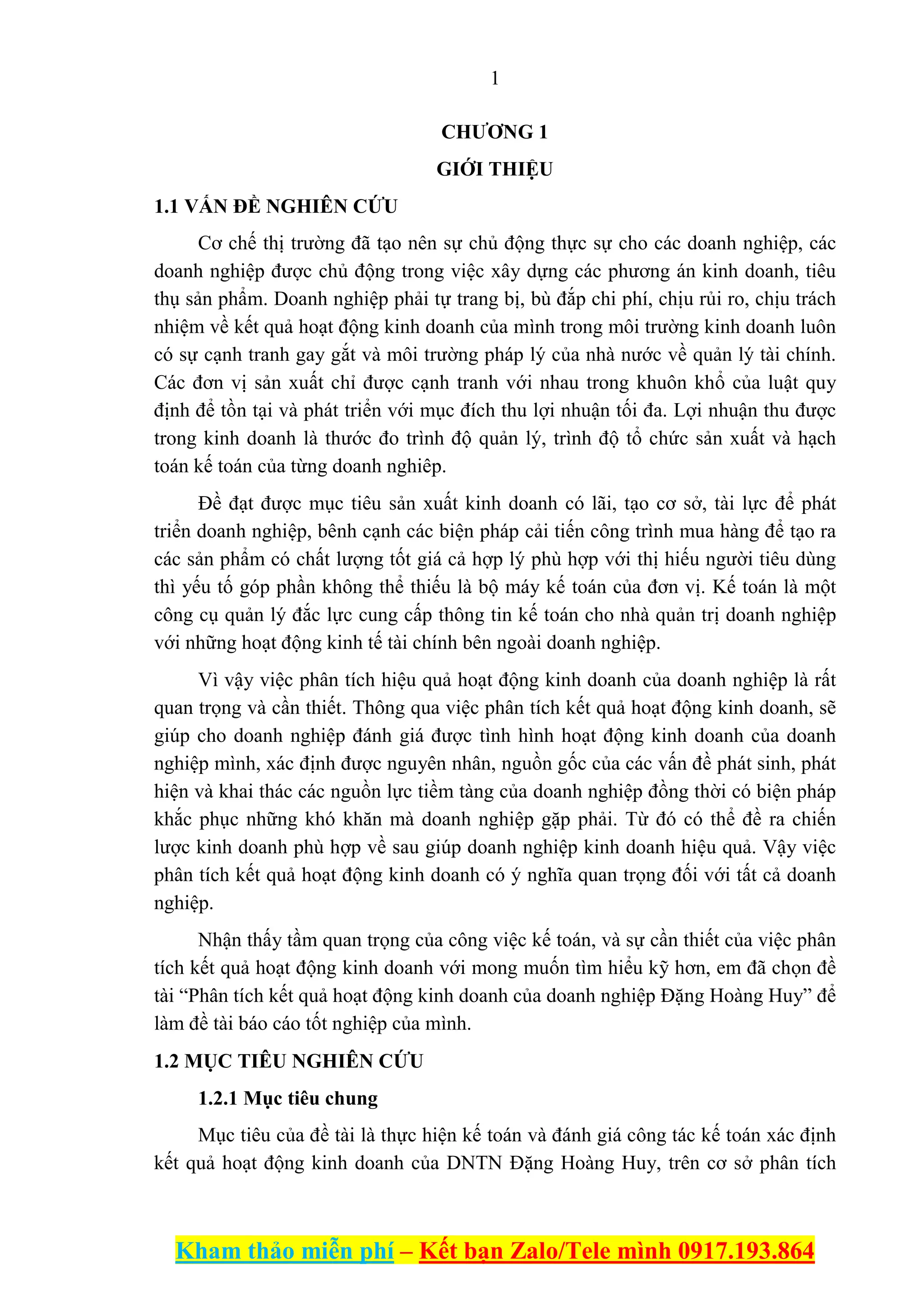 Khóa luận phân tích kết quả hoạt động kinh doanh của doanh nghiệp tư nhân đặng hoàng huy.docx