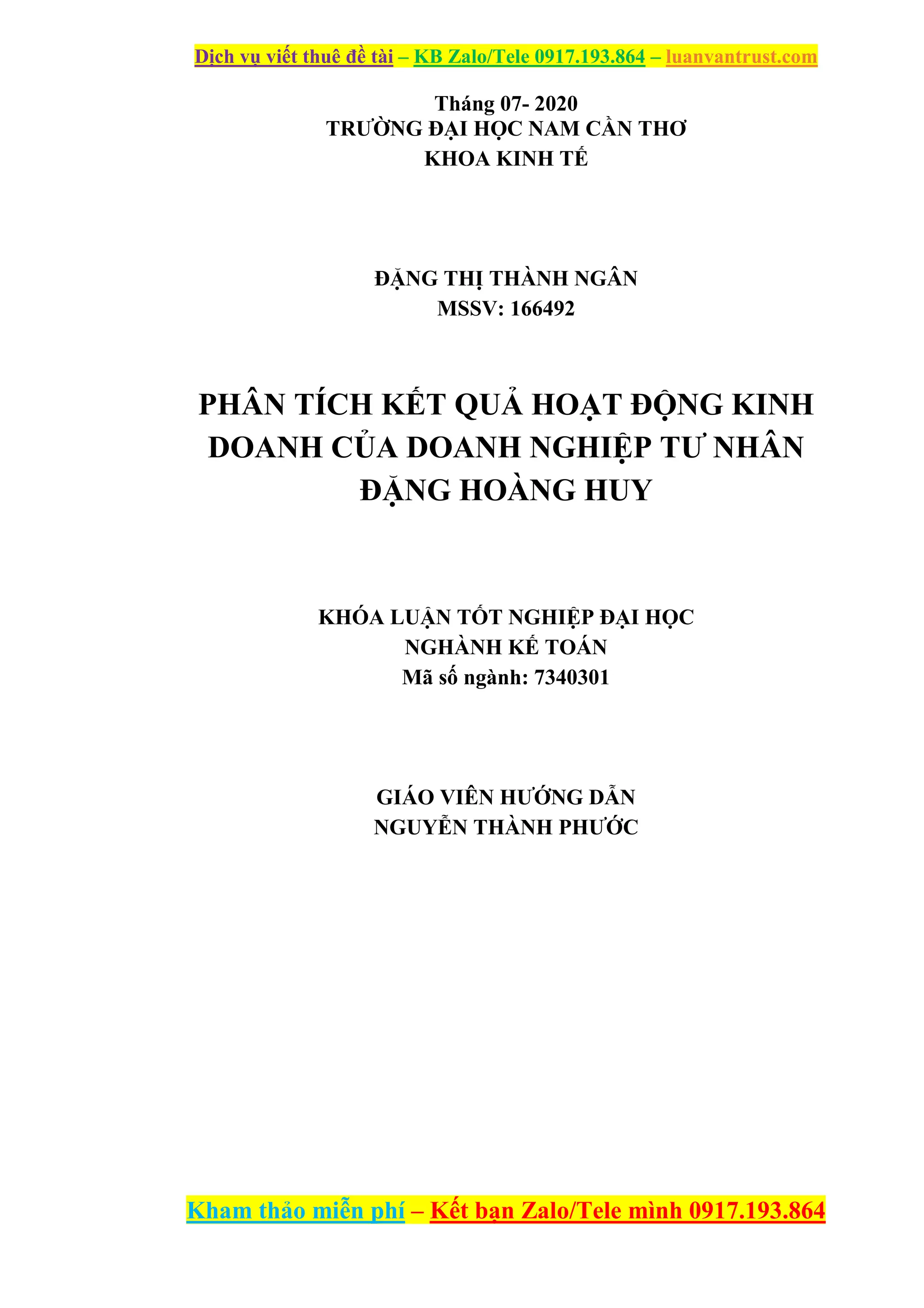 Khóa luận phân tích kết quả hoạt động kinh doanh của doanh nghiệp tư nhân đặng hoàng huy.docx