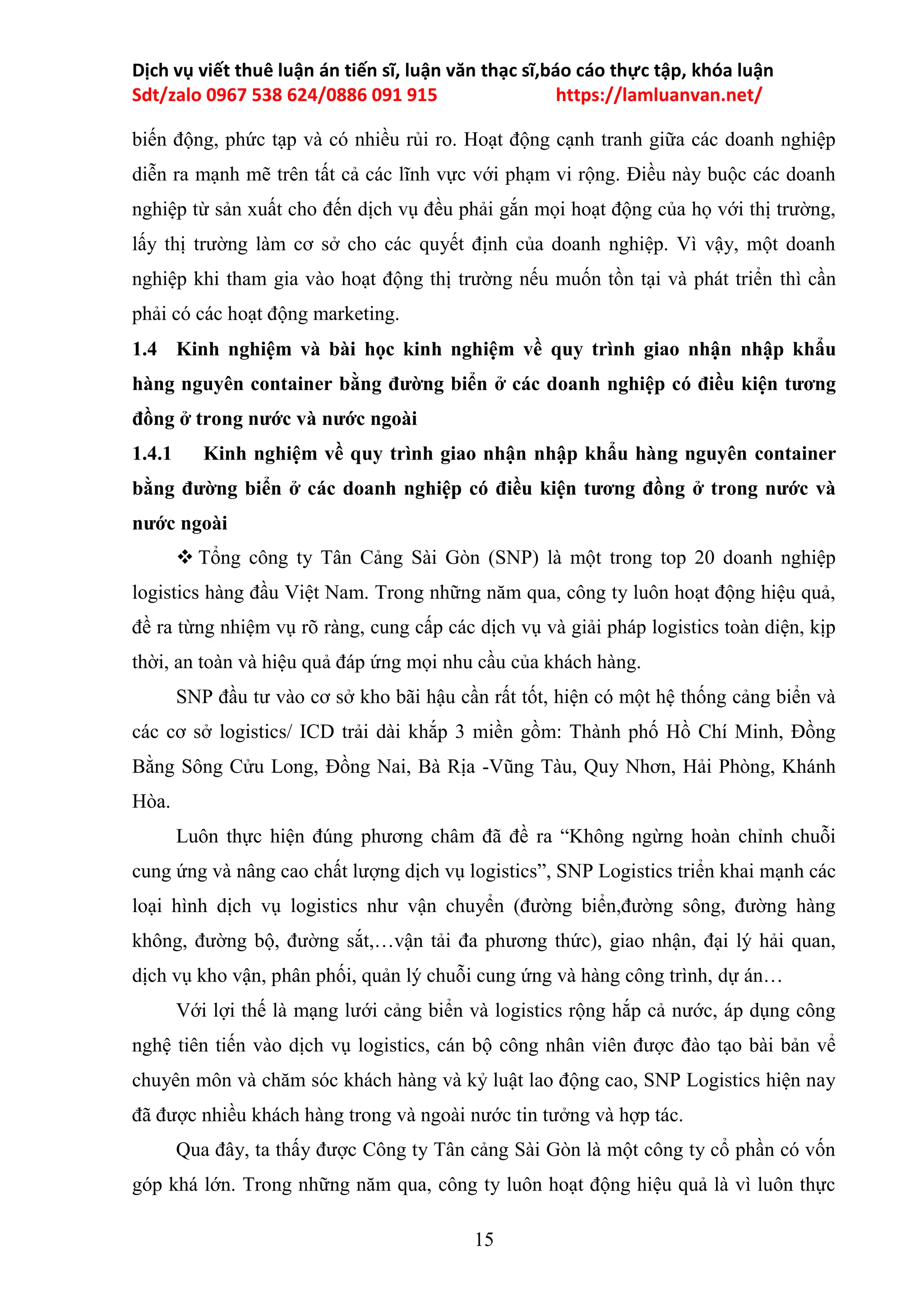 Đề Tài Khóa luận 2024 Tổ chức thực hiện quy trình giao nhận nhập khẩu hàng nguyên container bằng ...