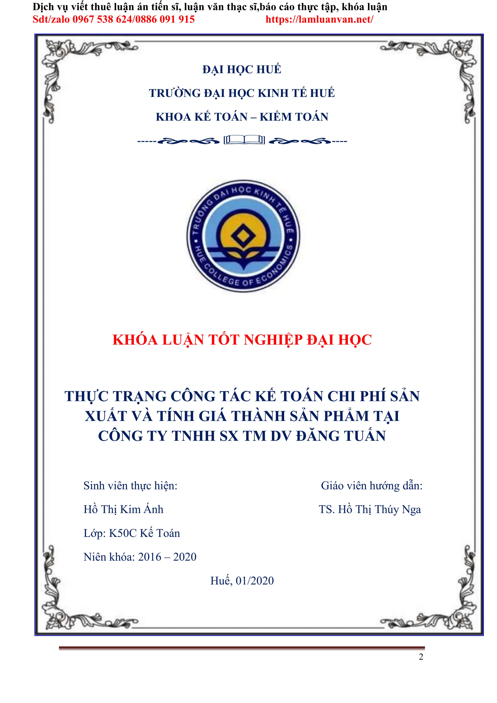 Đề Tài Khóa luận 2024 Thực trạng công tác kế toán chi phí sản xuất và tính giá thành sản phẩm ...