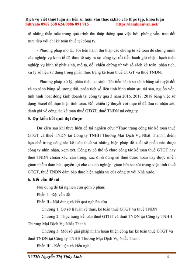Đề Tài Khóa luận 2024 Thực trạng công tác kế toán thuế GTGT và thuế TNDN tại Công ty TNHH Thương ...