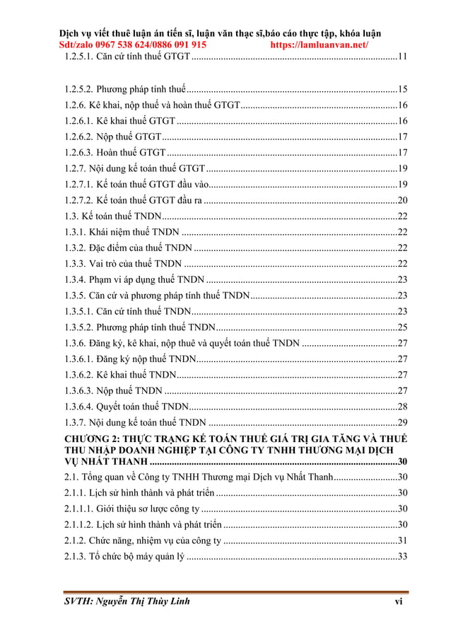 Đề Tài Khóa luận 2024 Thực trạng công tác kế toán thuế GTGT và thuế TNDN tại Công ty TNHH Thương ...